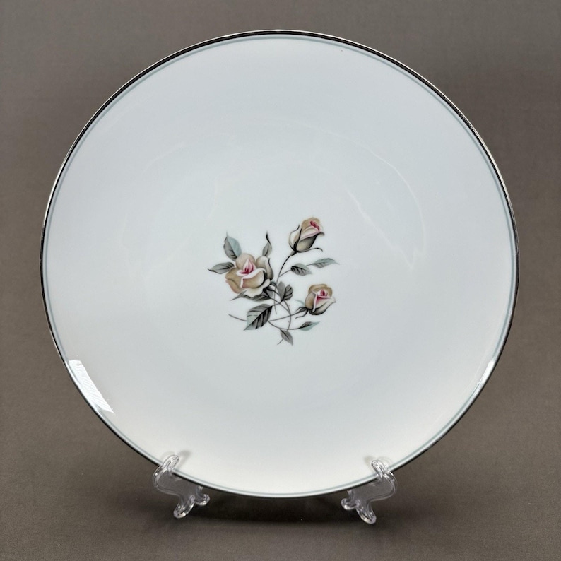 Noritake Margot Dinner Plates 10 5/8" Set of 4 White Roses Platinum ...