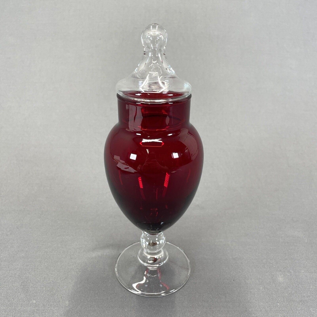 Anchor Hocking Royal Ruby Apothecary Jar With Lid 8 1/4 Depression ...