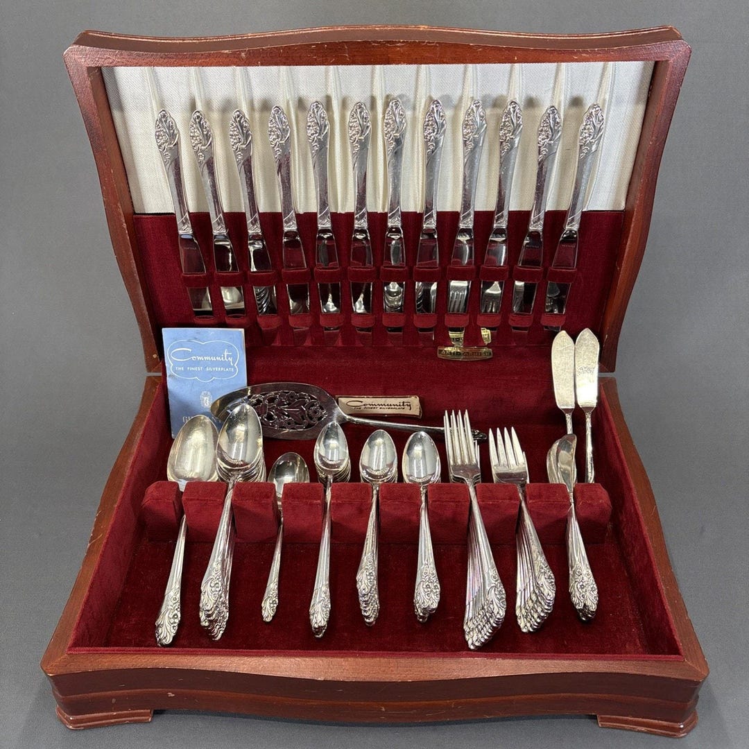 Oneida Evening Star Flatware Silverware Set 95 Pieces Community ...