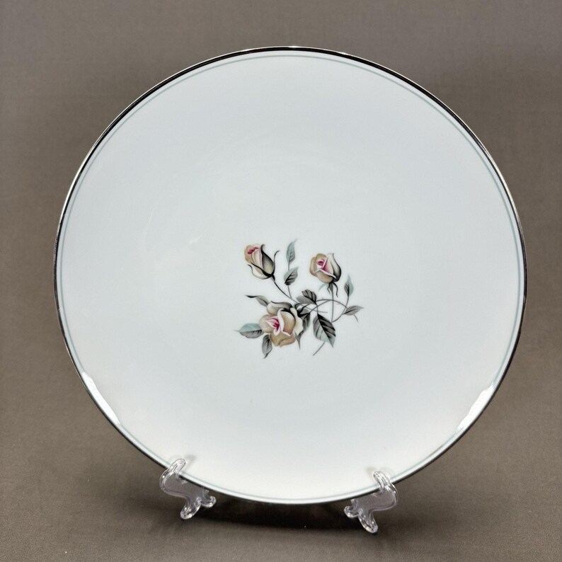 Noritake Margot Dinner Plates 10 5/8" Set of 4 White Roses Platinum ...