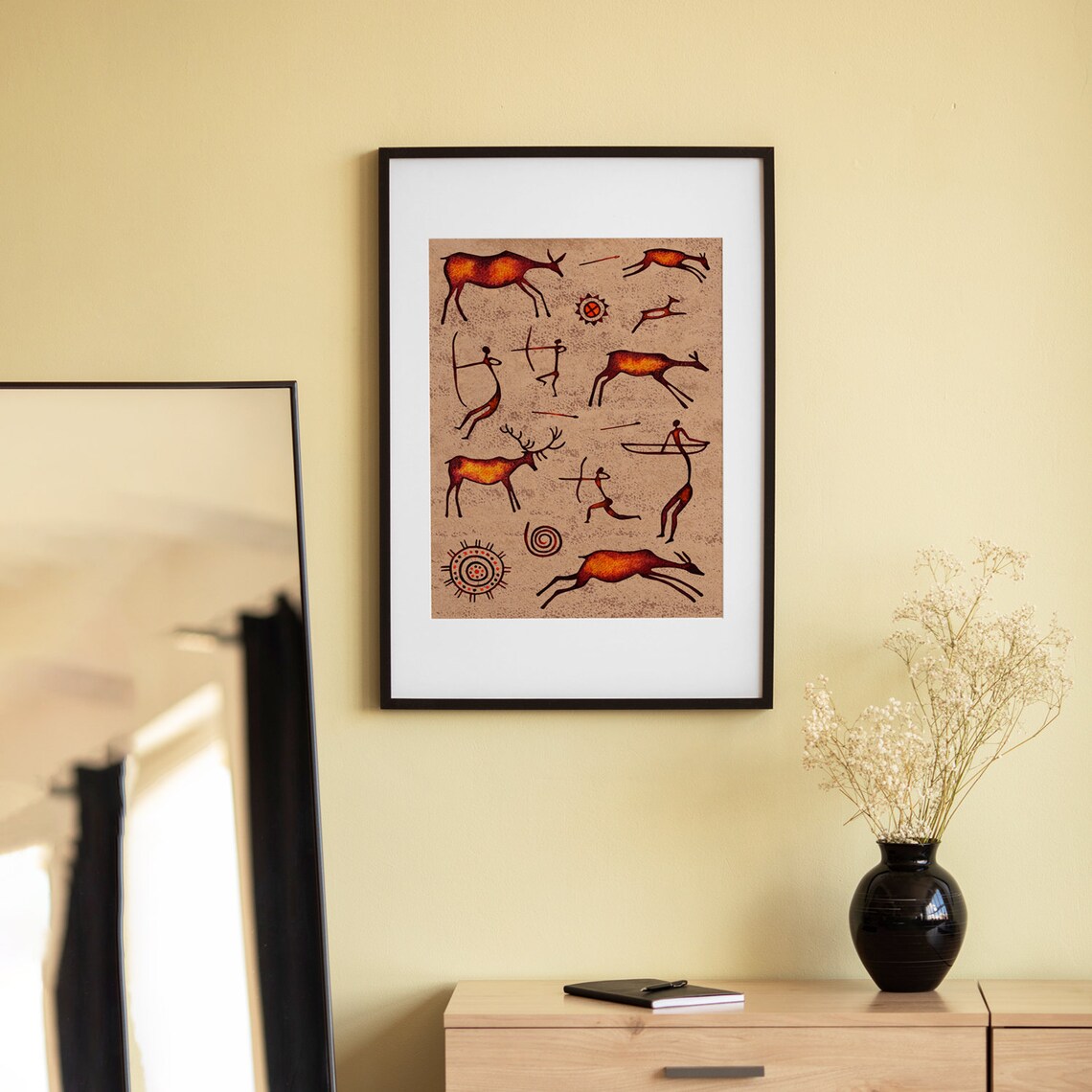 Petroglyphs Cave Drawings of Ancient People Poster Print Illustration ...