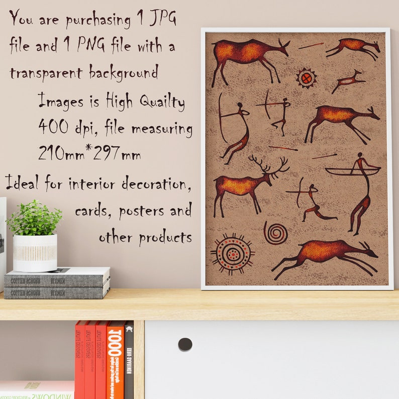 Petroglyphs Cave Drawings of Ancient People Poster Print Illustration ...