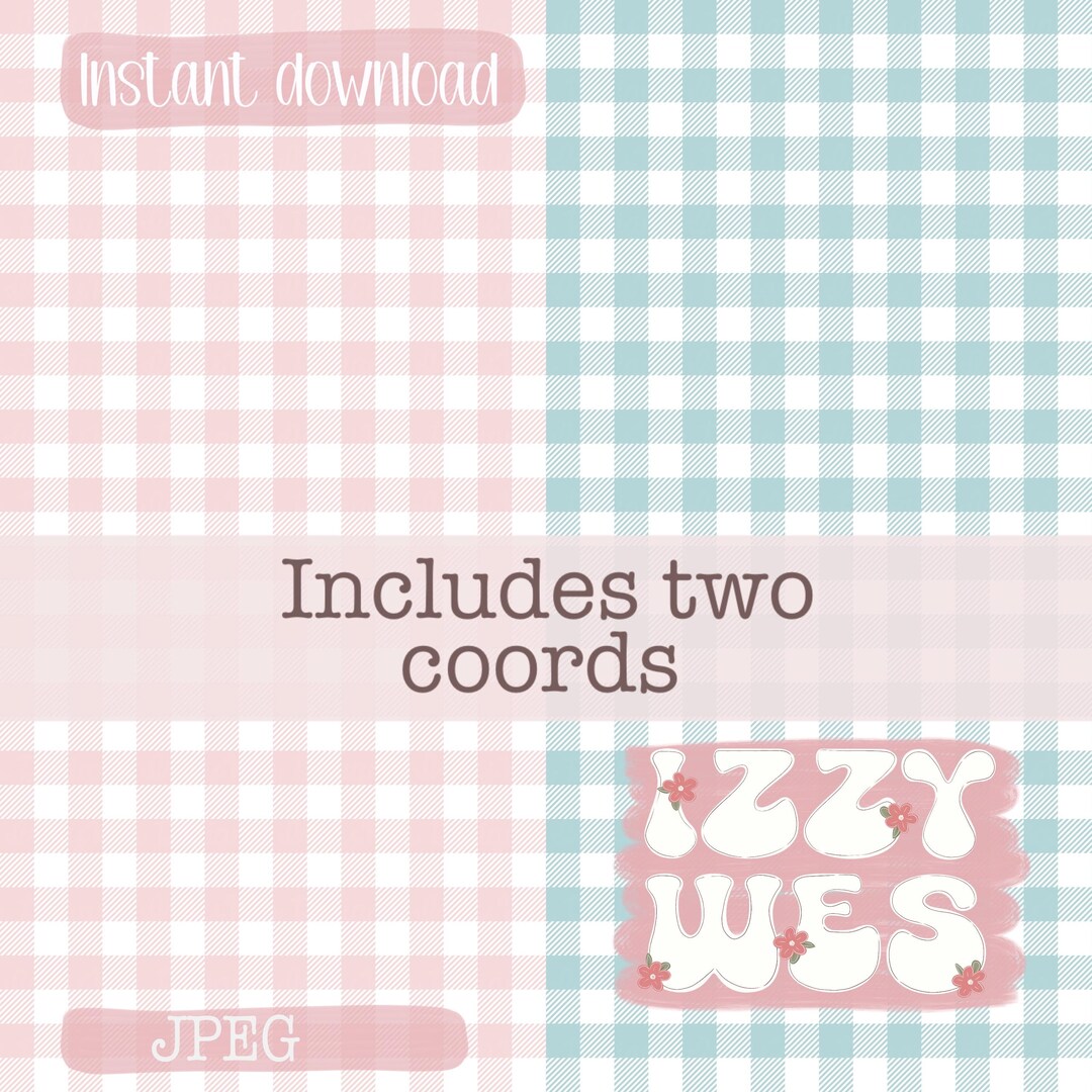 Pink and Blue Textured Gingham Set of TWO Seamless Patterns | Blush and ...