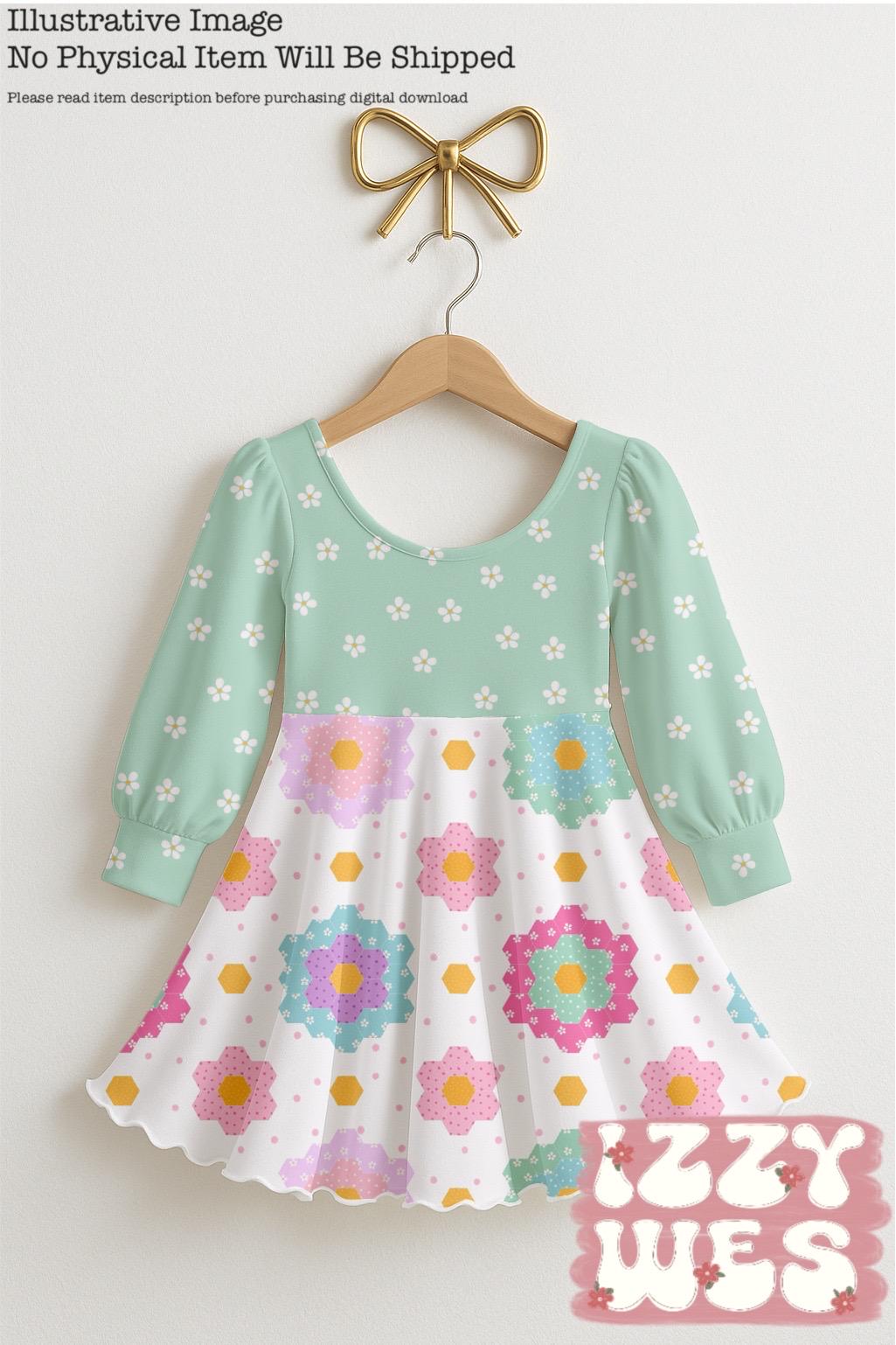 Grandma’s Flower Garden Quilt Pattern With Two Coords | Pastel Hexagon ...