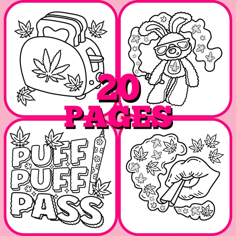 Cute & Chill 20 Stoner Adult Coloring Pages | Digital Coloring Book for ...