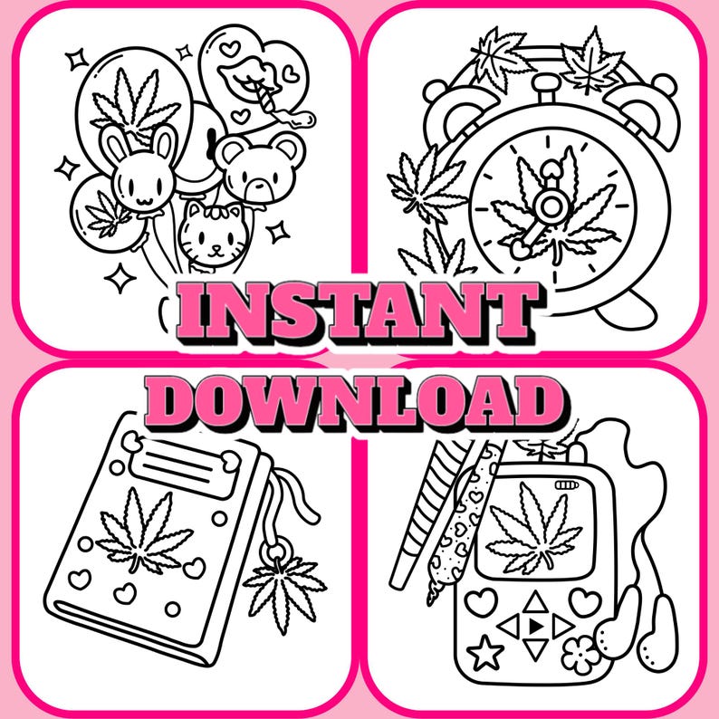 Cute & Chill 20 Stoner Adult Coloring Pages | Digital Coloring Book for ...