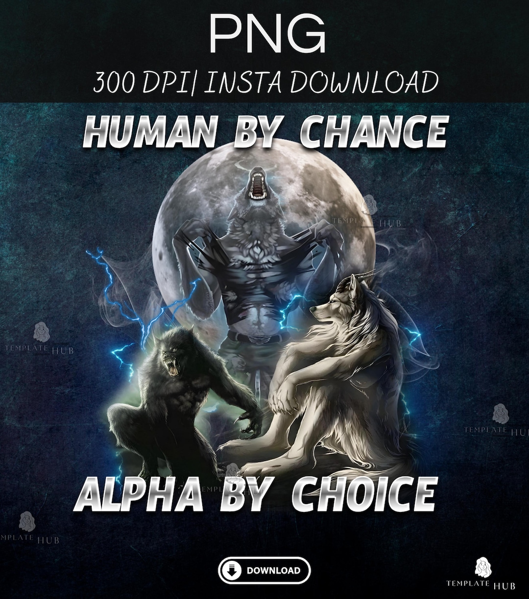 Human by Chance Alpha by Choice Logo PNG, Vintage 90s Style Wolf Design ...