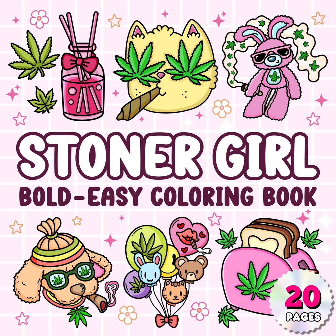 Cute & Chill 20 Stoner Adult Coloring Pages | Digital Coloring Book for ...