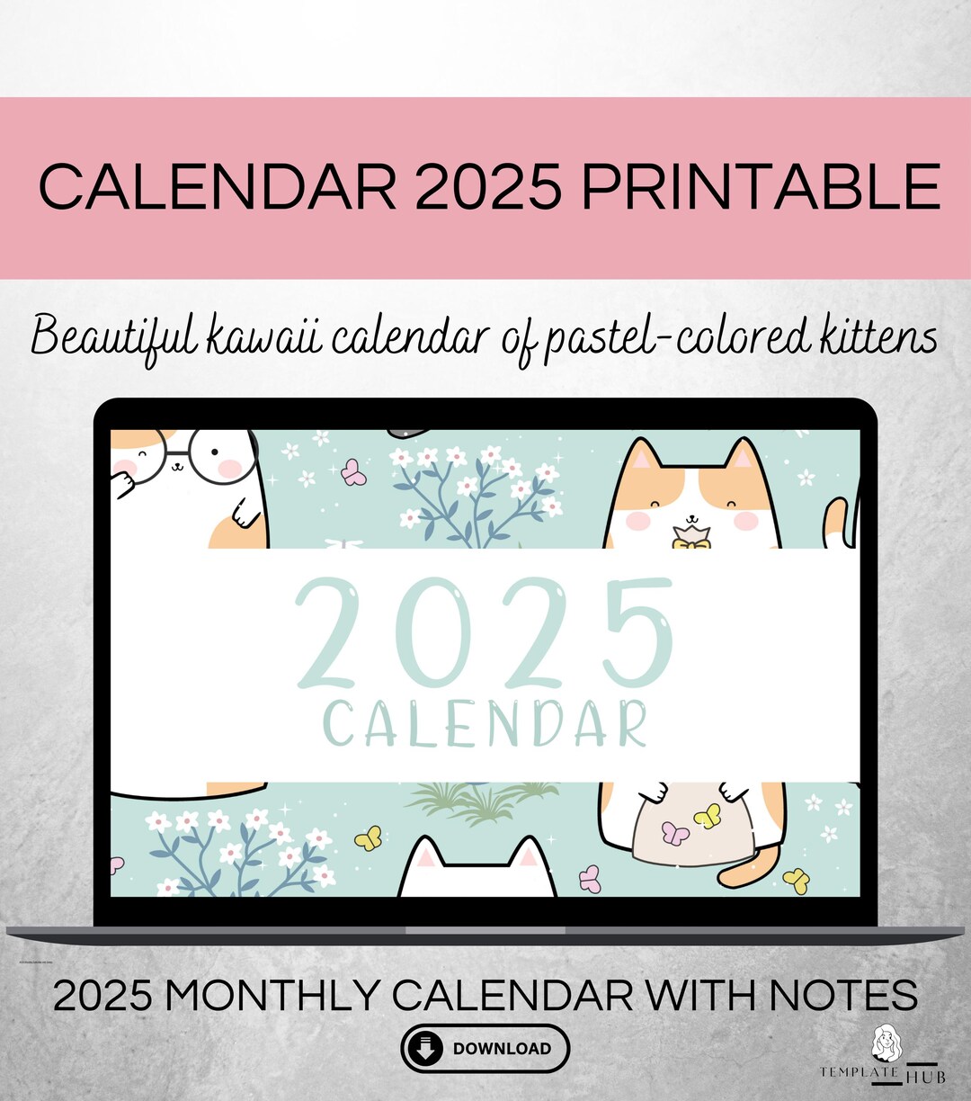 2025 Calendar Printable, Cute Kids Calendar 2025, Wall Calendar PDF ...