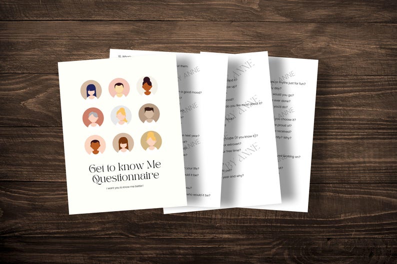 50 Question " Get to Know Me" Questionnaire Printable - Etsy