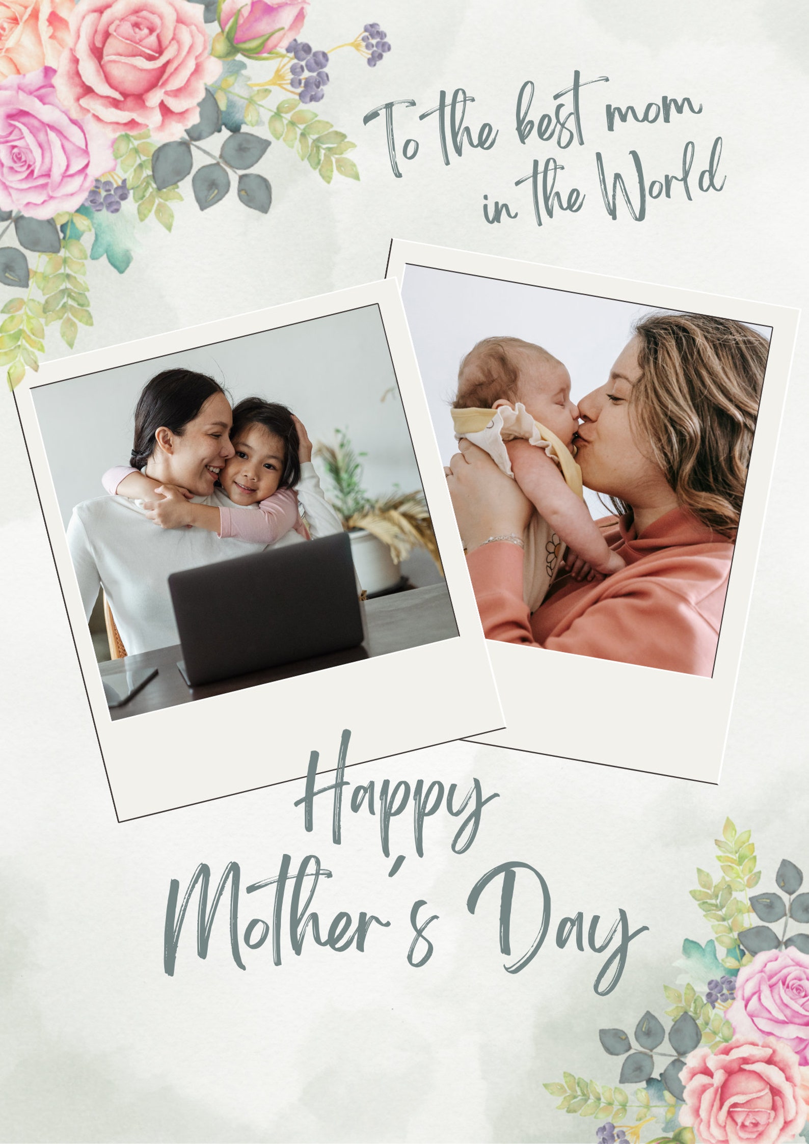 Charming Happy Mothers Day Poster, Floral Heartfelt Design, Wall Art ...