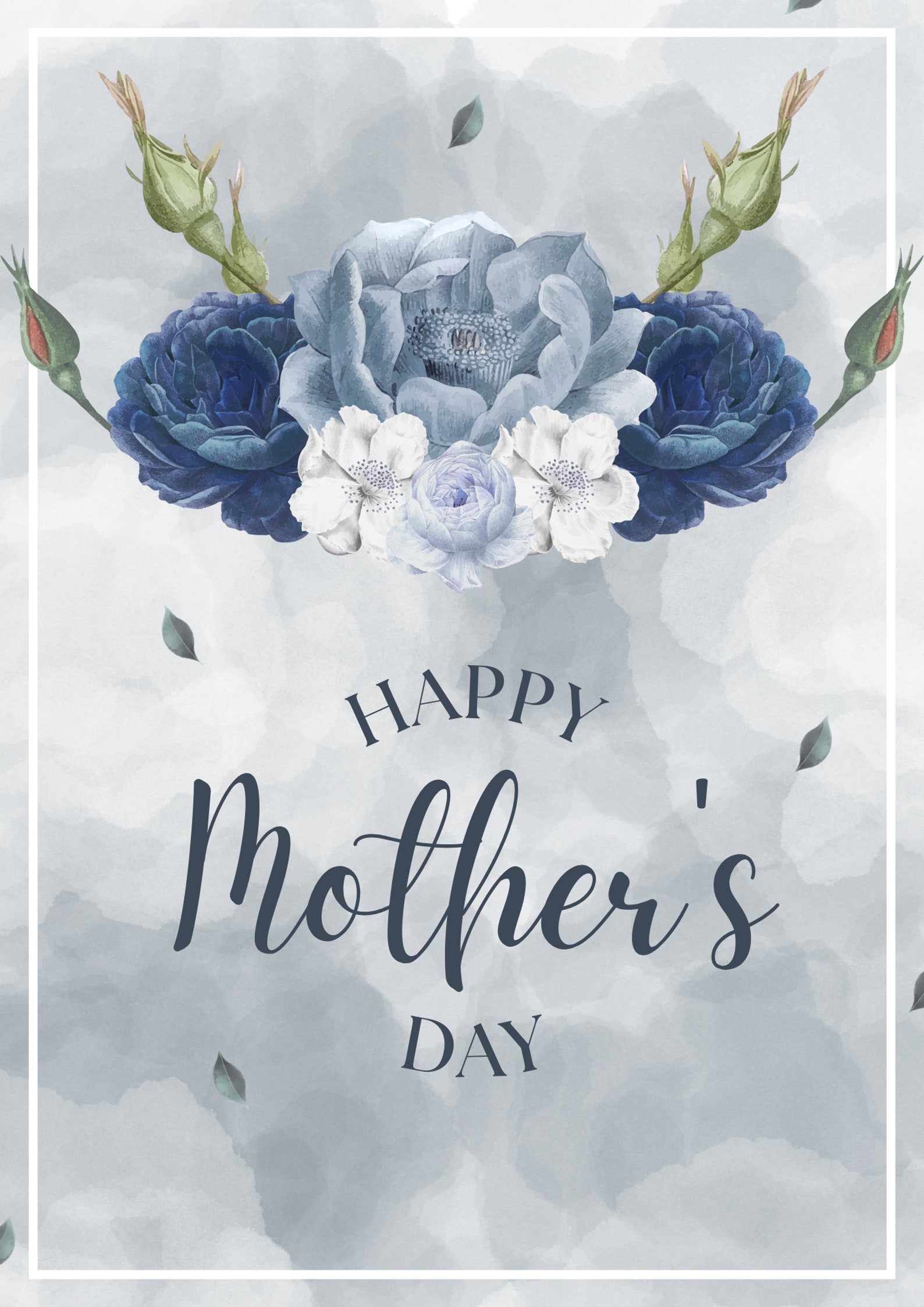 Charming Happy Mothers Day Poster, Floral Heartfelt Design, Wall Art ...