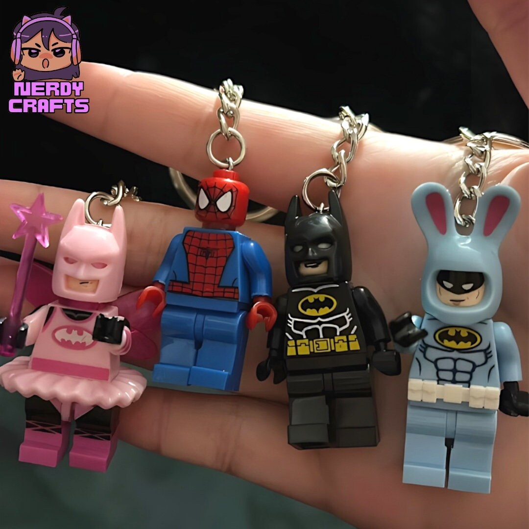 Buy Lego Mini Figure Keychain Gift 3D Keyring Superhero Accessory ...