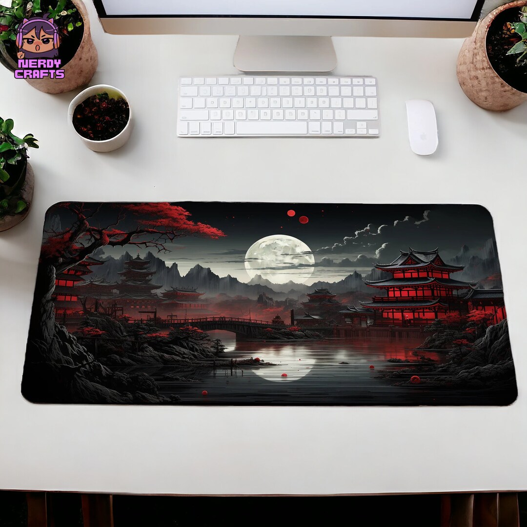 Large Japanese Anime Desk Mat Japan Office Decor XL Japan Full Moon in ...