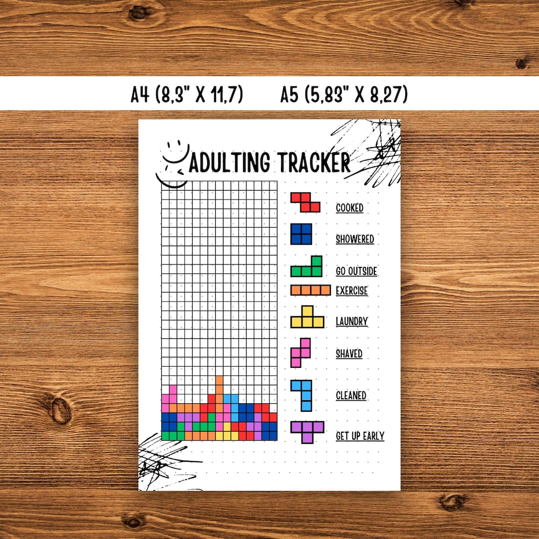 Adulting Tracker PRINTABLE Journal Page Monthly Tracker Fun Habit ...