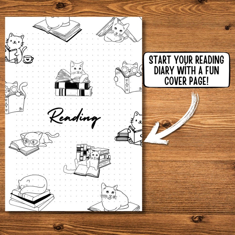 Reading Journal Cover Page PRINTABLE Journal Page Book Journal Title ...