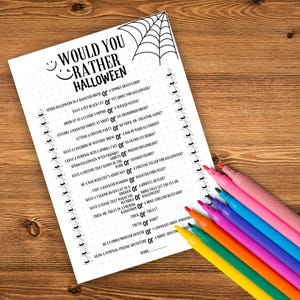 Hallowen Would You Rather Game - Printable Hallowen Game - Halloween ...