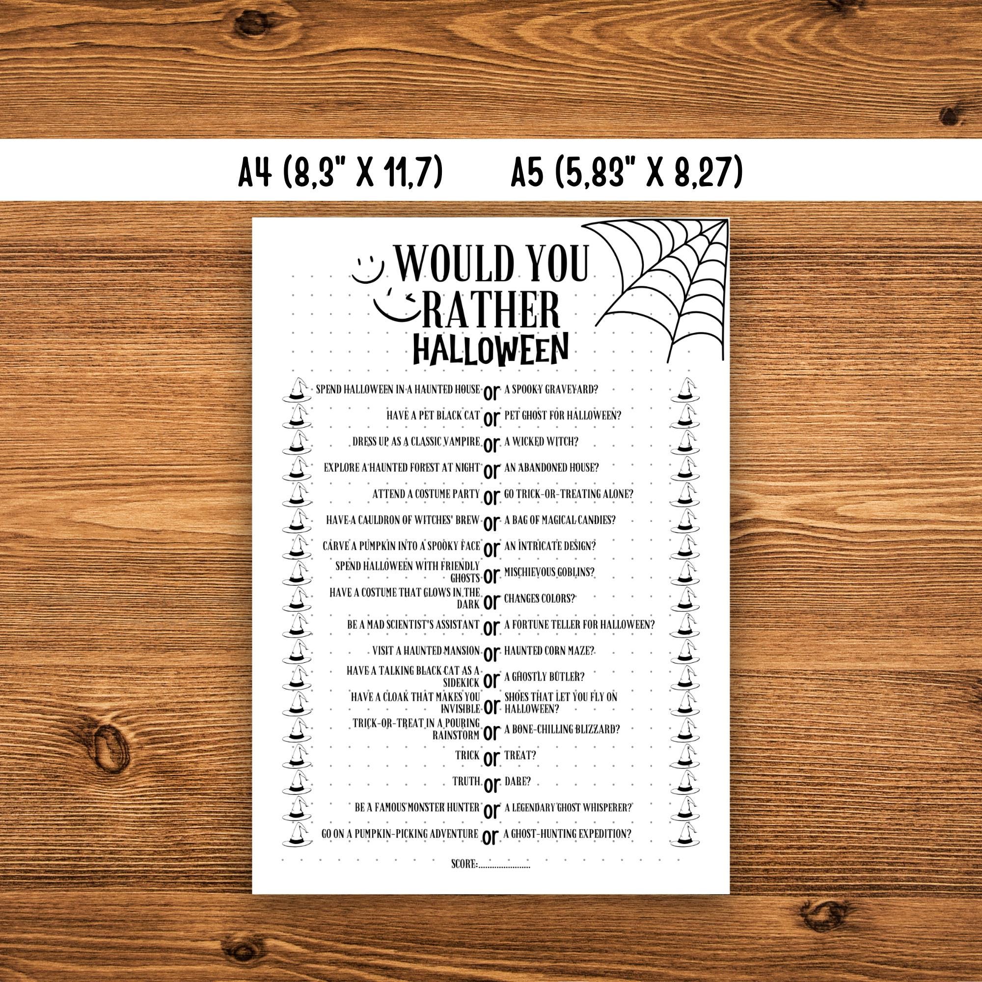 Hallowen Would You Rather Game Printable Hallowen Game Halloween This ...