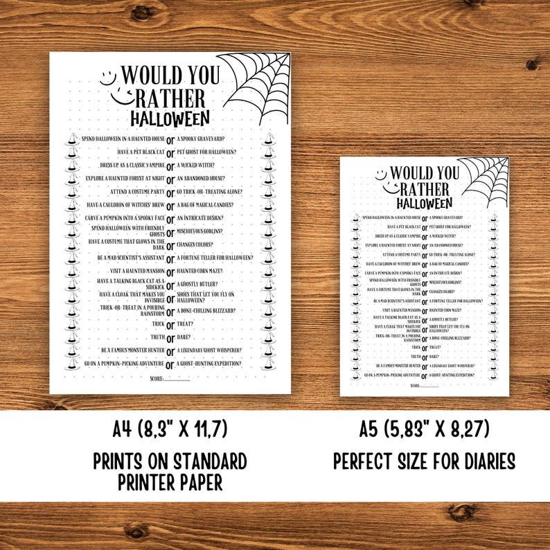 Hallowen Would You Rather Game - Printable Hallowen Game - Halloween ...
