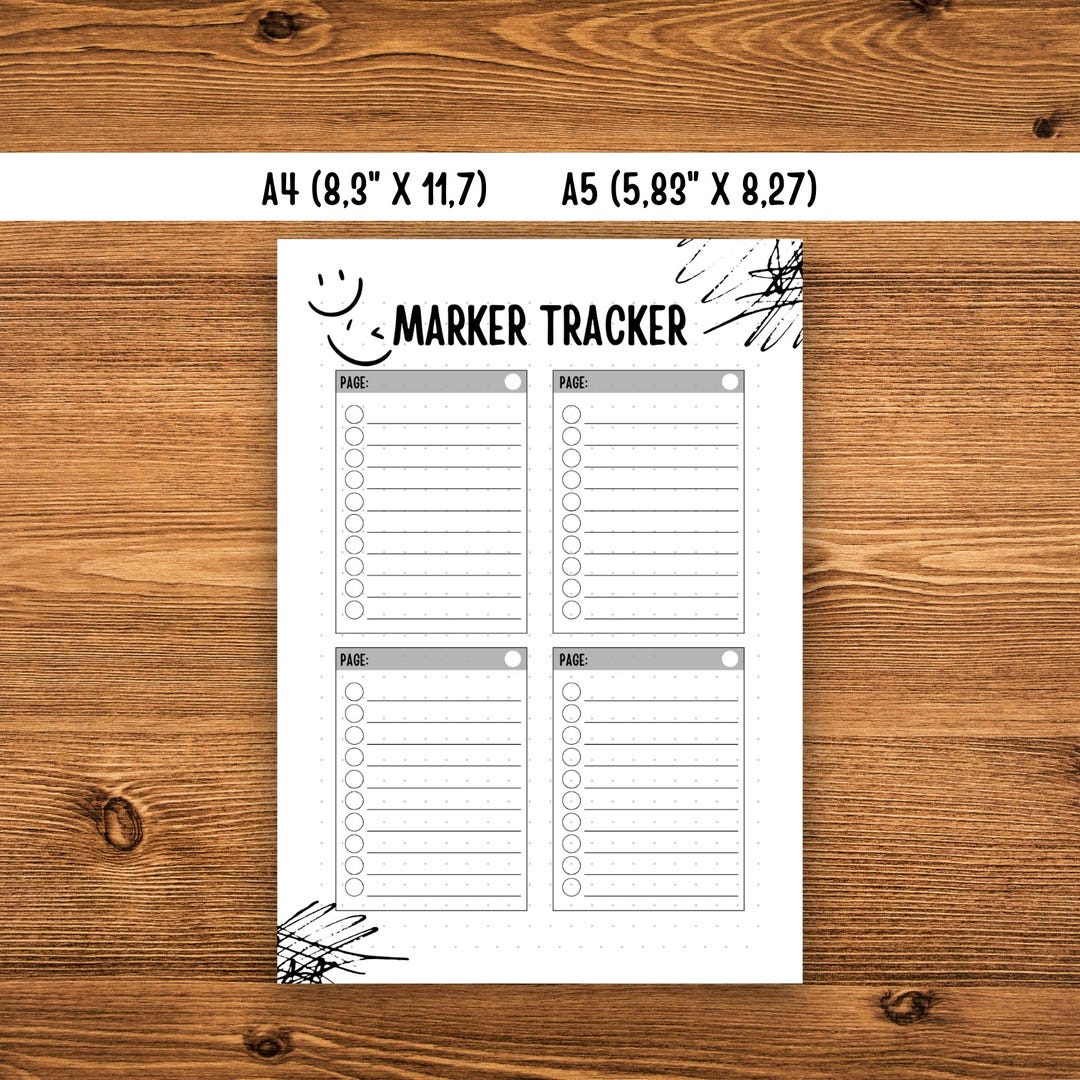 Marker Tracker Printable Diary Page Planner Page Journal Color Tracker ...