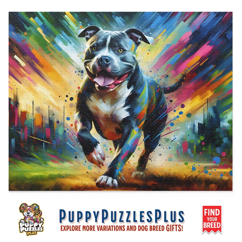 American Pit Bull Terrier Jigsaw Puzzle: Acrylic Art Dog Lover Gift - Etsy