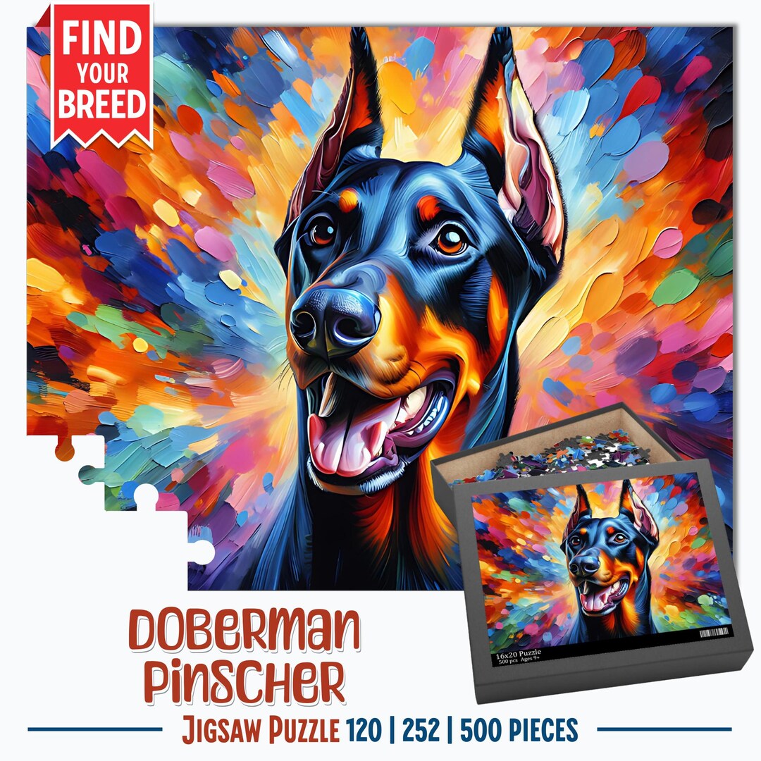 Doberman Pinscher Jigsaw Puzzle: Acrylic Art Dog Portrait - Etsy