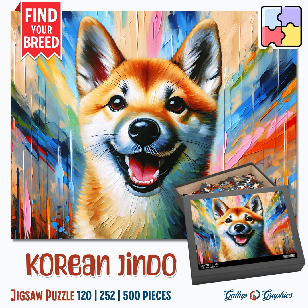 Korean Jindo Dog Jigsaw Puzzle: Acrylic Art Print for Dog Lovers - Etsy