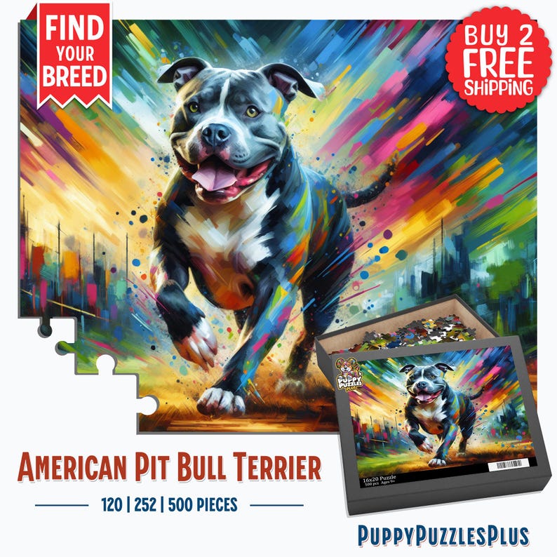 American Pit Bull Terrier Jigsaw Puzzle: Acrylic Art Dog Lover Gift - Etsy