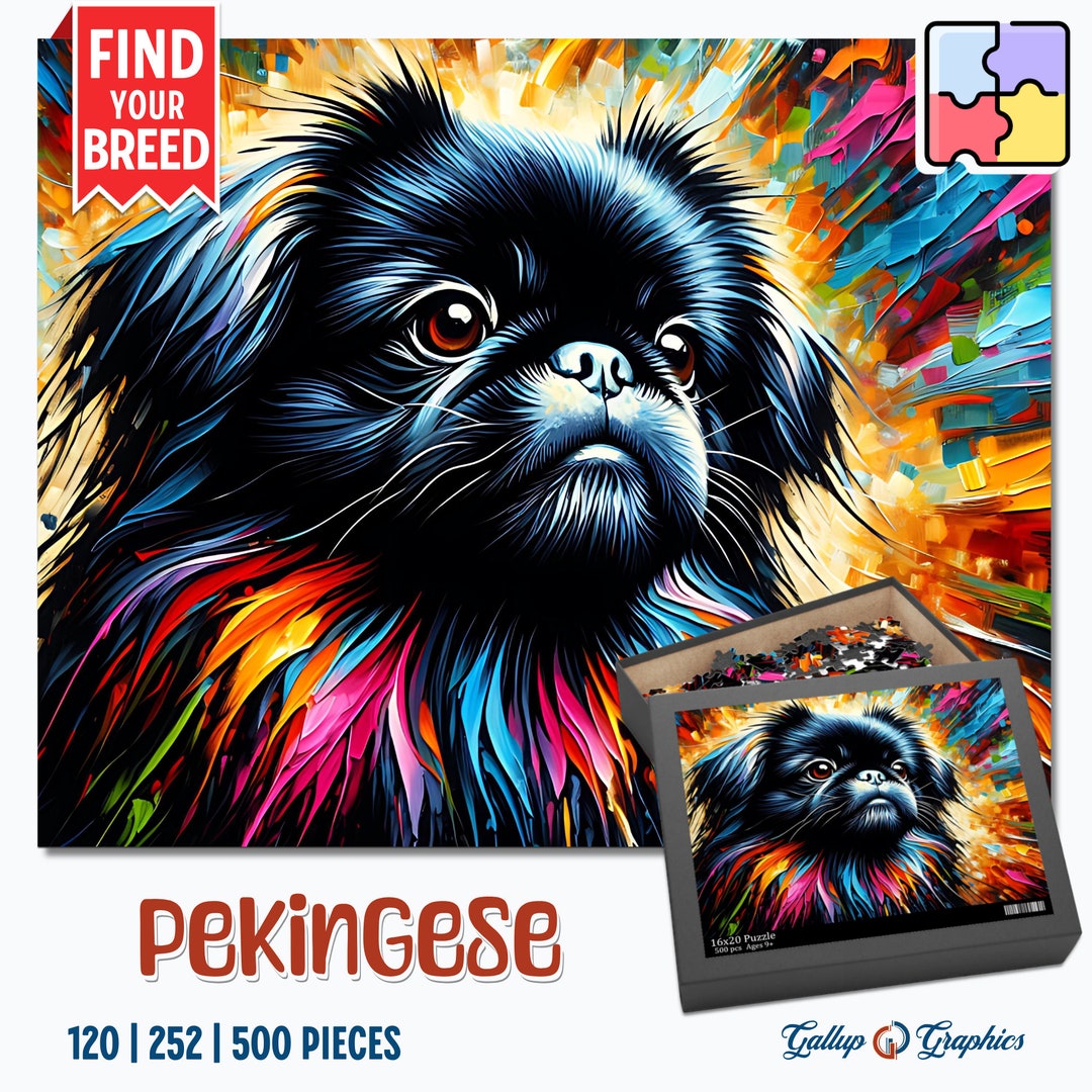 Pekingese | Black | Dog Jigsaw Puzzle | Acrylic Art Print Portrait Gift ...