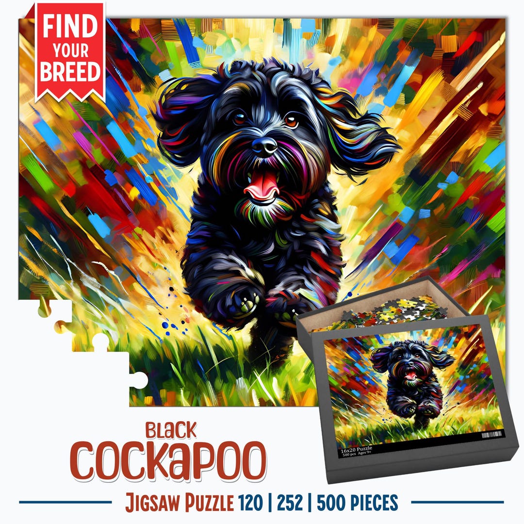 Cockapoo Black Dog Jigsaw Puzzle Acrylic Art Print Portrait Gift 120 ...