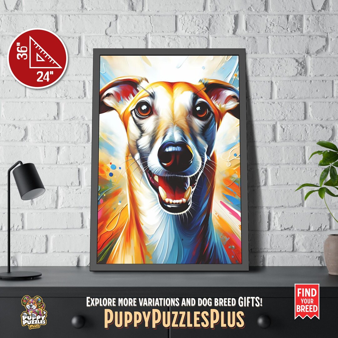 Whippet Art Print | Modern English Whippet Wall Decor - Etsy