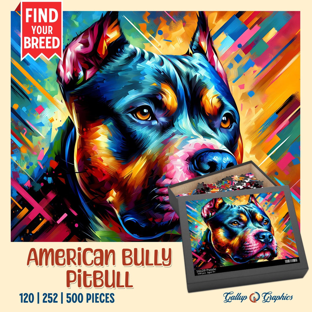 American Bully Pitbull Acrylic Print Puzzle 500 Pieces, Bully Pit Doggo ...