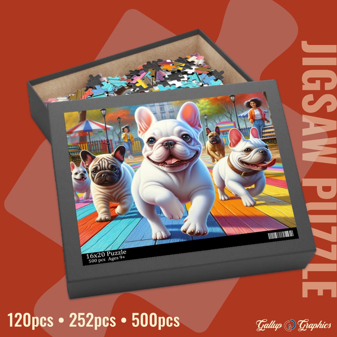 French Bulldogs White Jigsaw Puzzle 120 252 500 Piece Frenchie Dog ...