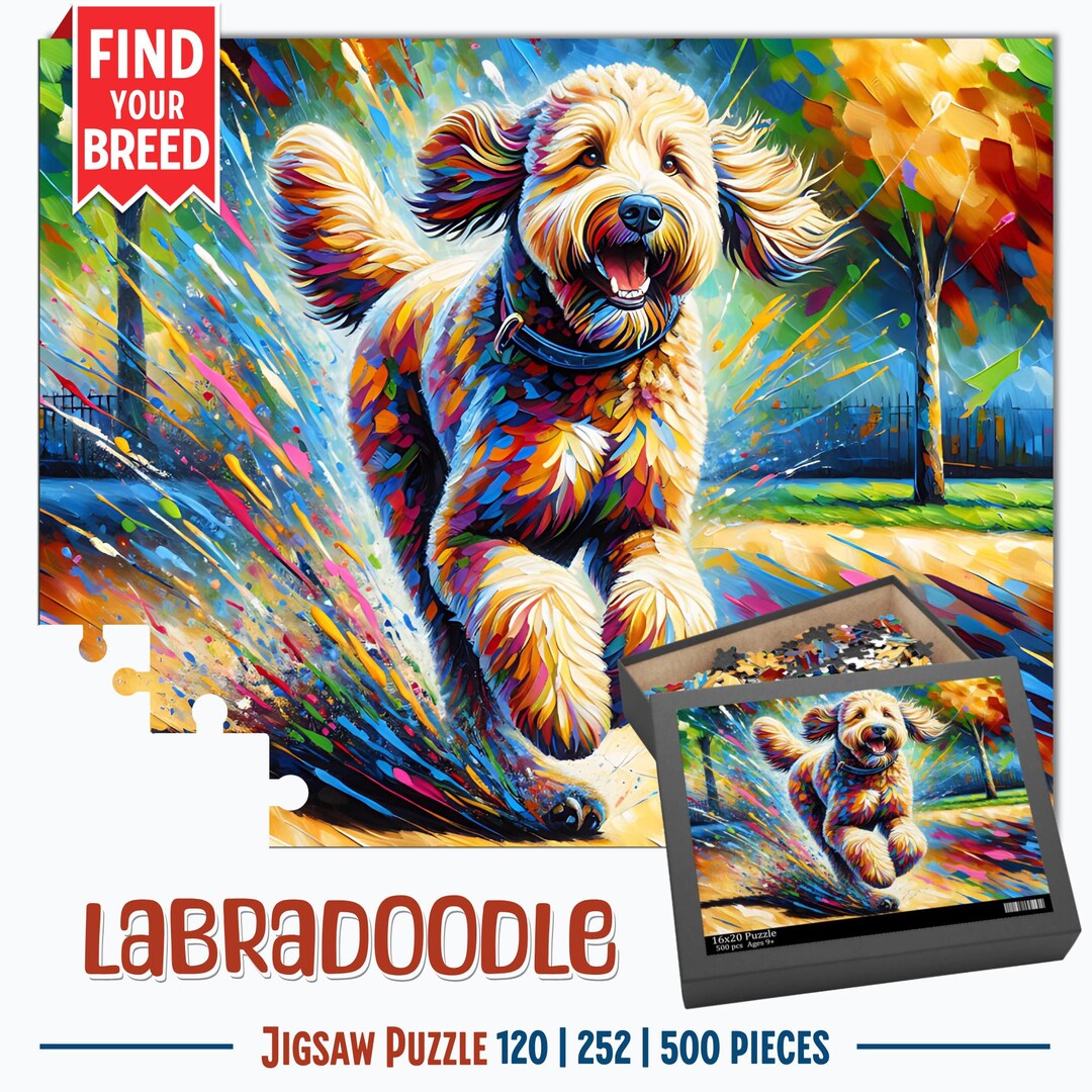 Labradoodle Dog Jigsaw Puzzle | Acrylic Art Print Portrait Gift | 120 ...