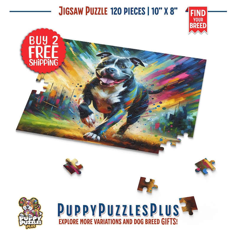 American Pit Bull Terrier Jigsaw Puzzle: Acrylic Art Dog Lover Gift - Etsy