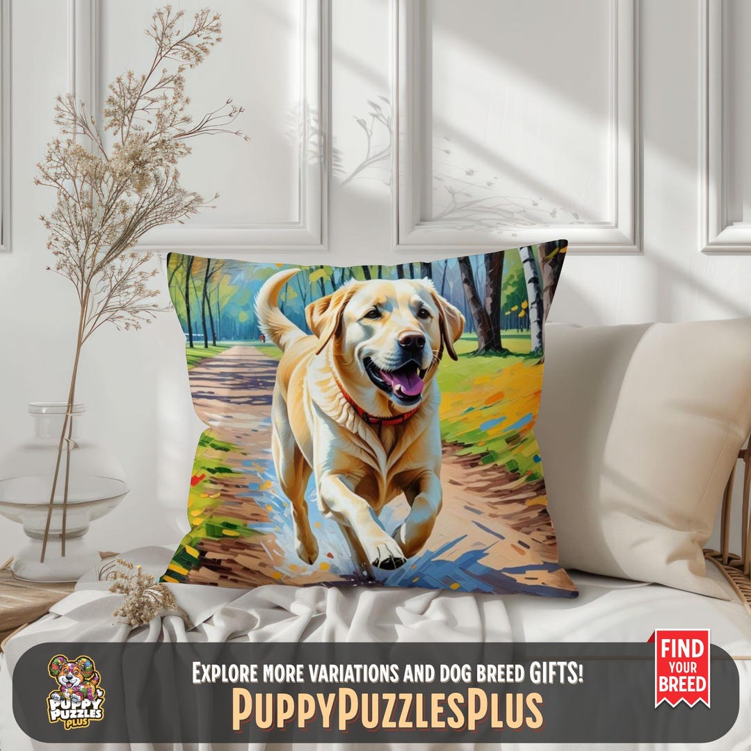 Yellow Lab Art Throw Pillow: Double-sided Labrador Retriever Dog ...