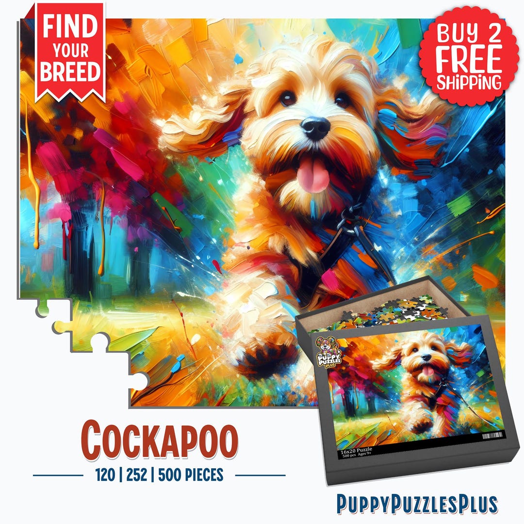 Cockapoo Jigsaw Puzzle: Colorful Acrylic Dog Art, Relaxing Fun - Etsy