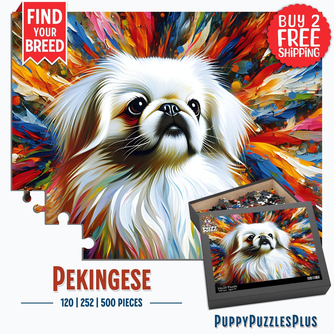 Pekingese | White | Dog Jigsaw Puzzle | Acrylic Art Print Gift - Etsy ...