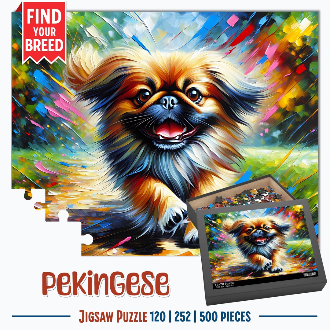 Pekingese Dog Jigsaw Puzzle Peke Acrylic Art Print Portrait Gift 120 ...