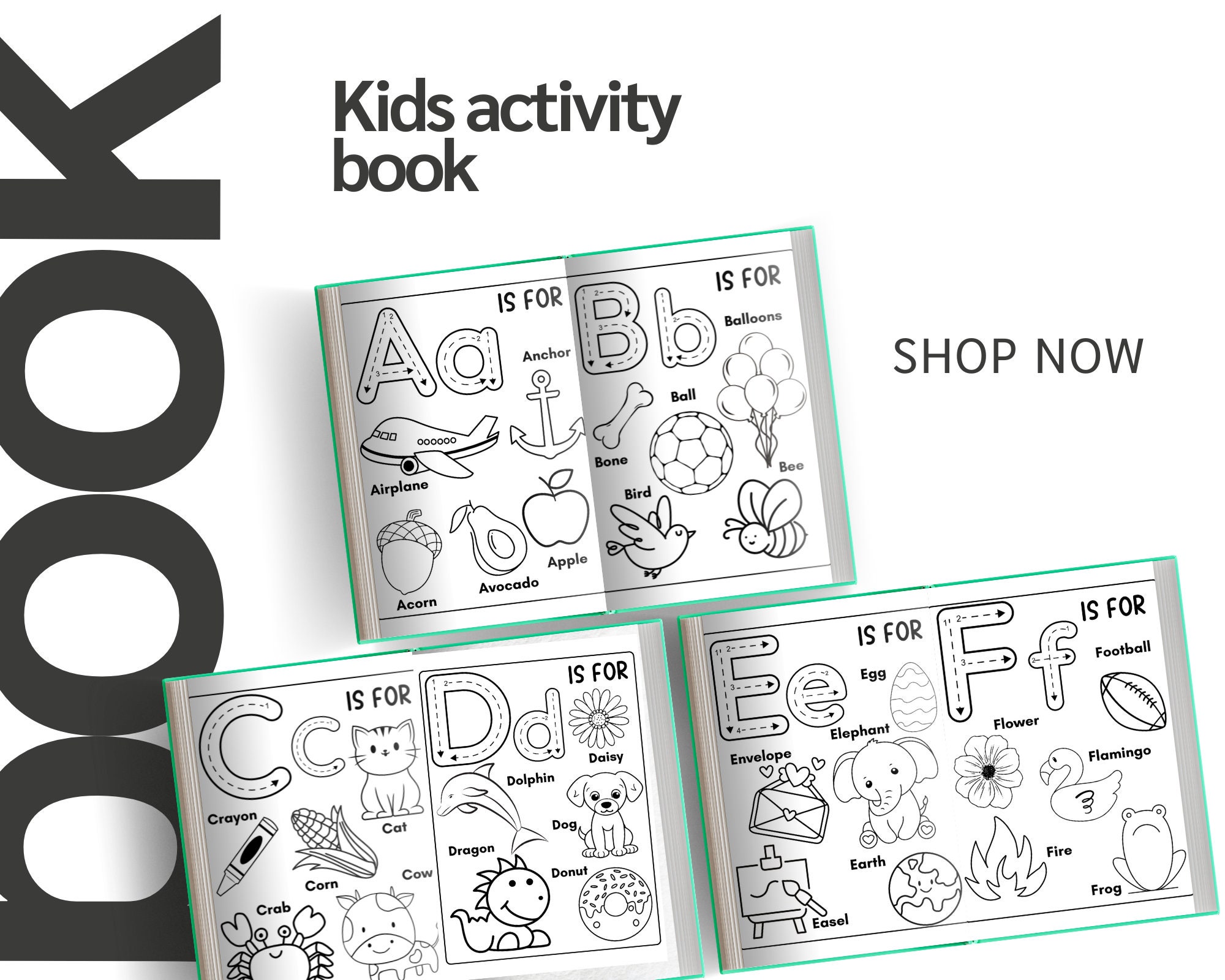 Kids' Activity Book, Alphabet Coloring Pages, Printable ABC Coloring ...