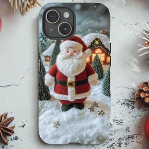 Adorable Santa Embroidered Phone Case, Christmas Winter Scene for ...