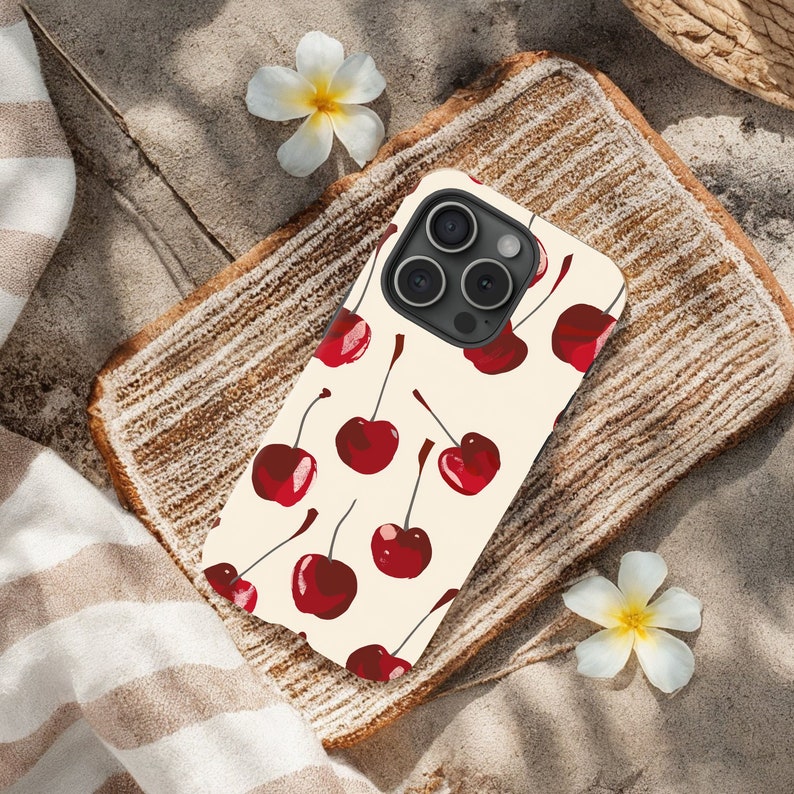 Cherry Phone Case, Minimalist Cherries iPhone Case, Pop Art Cherry ...