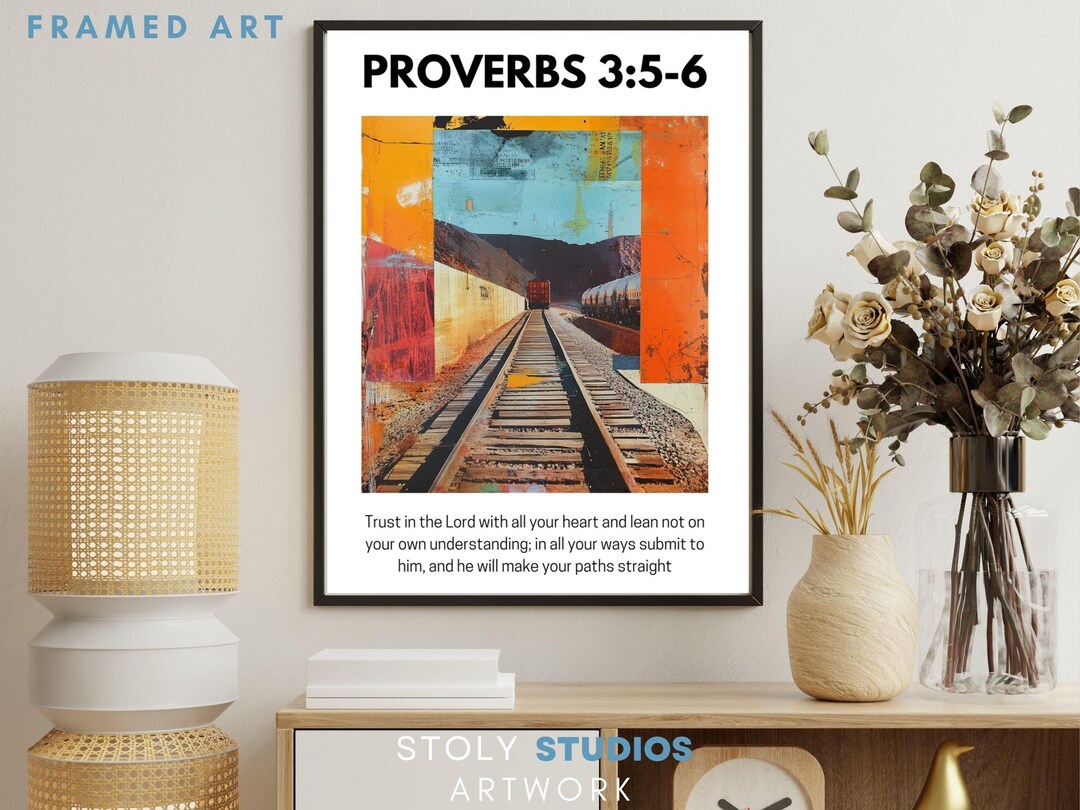 Christian Bible Verse Framed Wall Art Proverbs 3:5-6 Inspirational ...