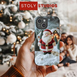 Adorable Santa Embroidered Phone Case, Christmas Winter Scene for ...