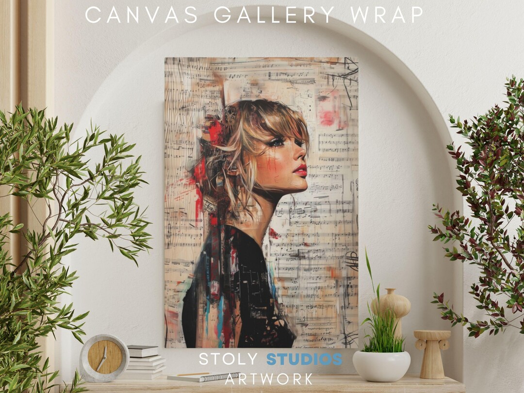Swifty Canvas Art Mixed Media Collage Portrait, Modern Swifty Celebrity ...