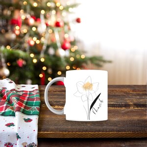 Personalized March Birth Flower Mug With Name, Custom Coffee Cup Gift ...