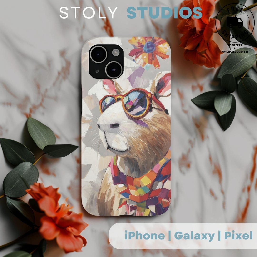 Capybara Phone Case Cute, Fun Colorful Capybara iPhone Case, Abstract ...