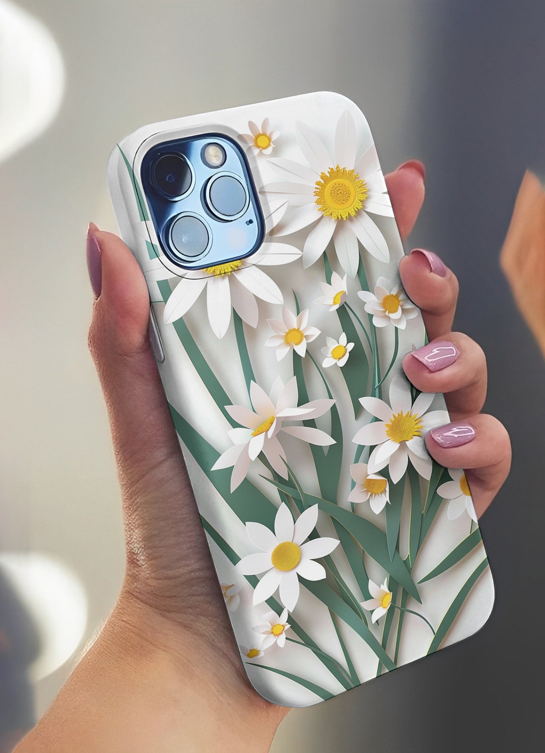 Daisy Flower Phone Case Papercut Daisies, Aesthetic Floral Phone Case for iPhone 15 14 13 12 11 ...