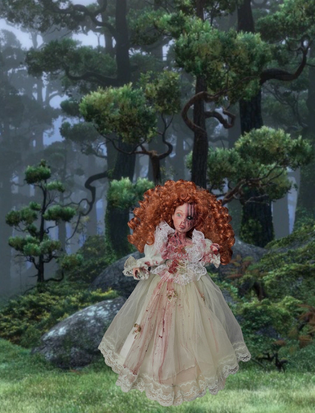 Creepy Horror Doll, Mauled Merida, Princess Gone Wrong, OOAK, Custom ...