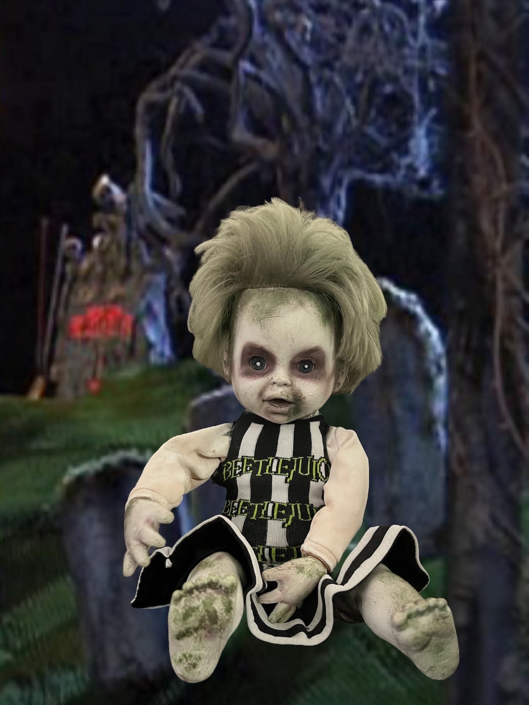 Creepy Horror Doll, Beetlejuice Inspired Baby Doll, OOAK, Custom ...